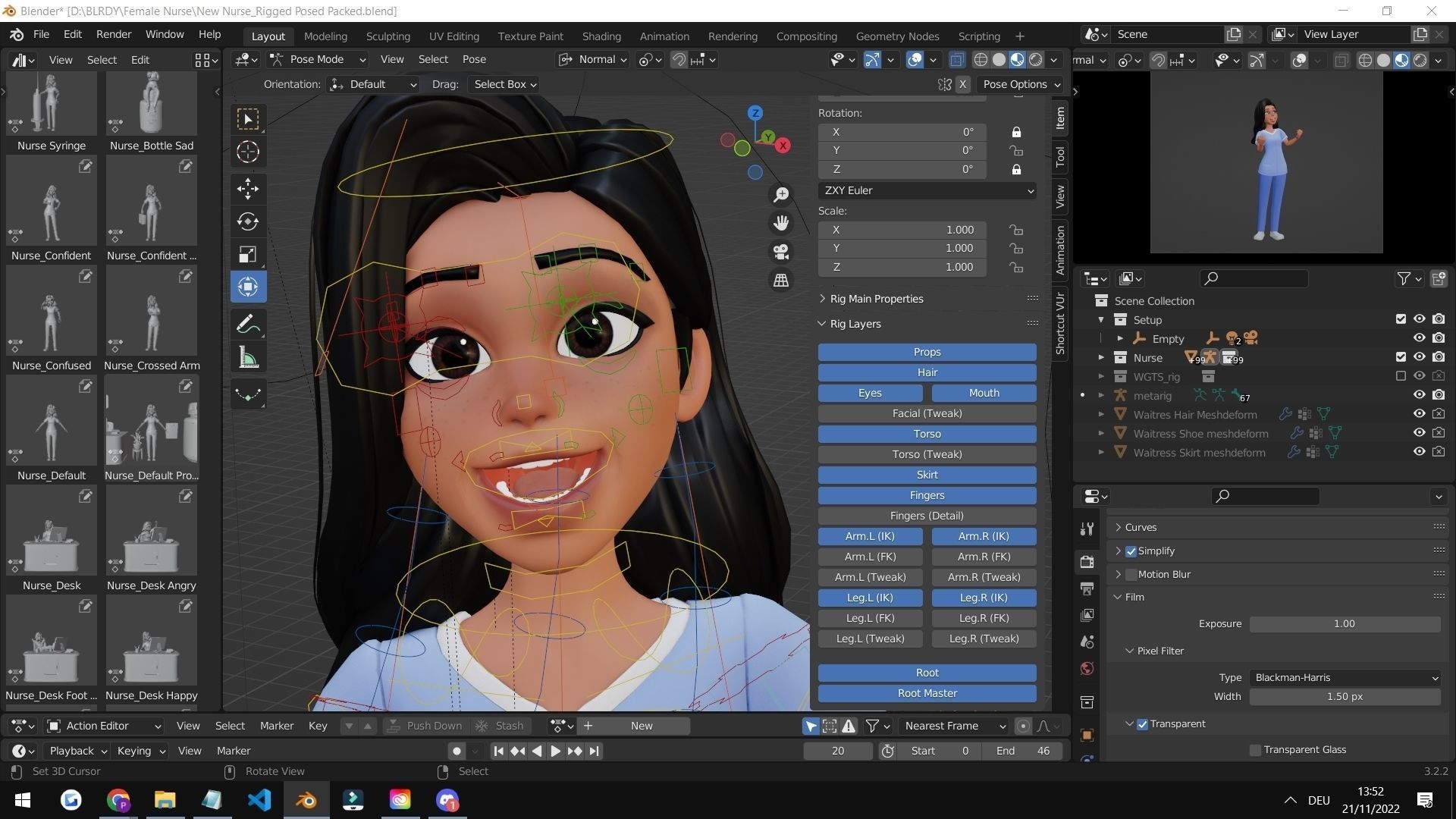 3d Model Nurse Cartoon Female Character Vr Ar Low Poly Rigged Animated Cgtrader