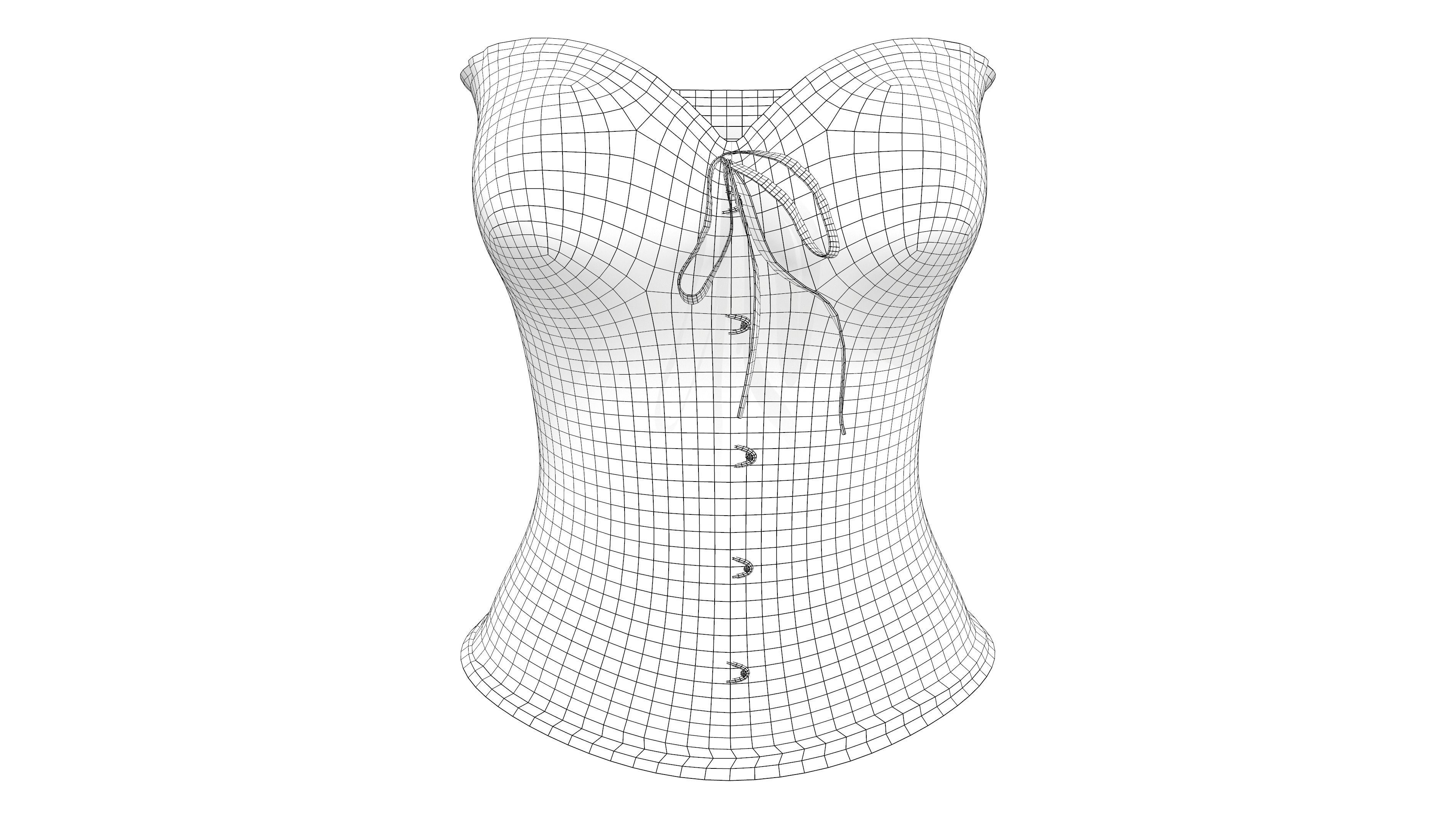 3D model Modern White Corset Top VR / AR / low-poly | CGTrader
