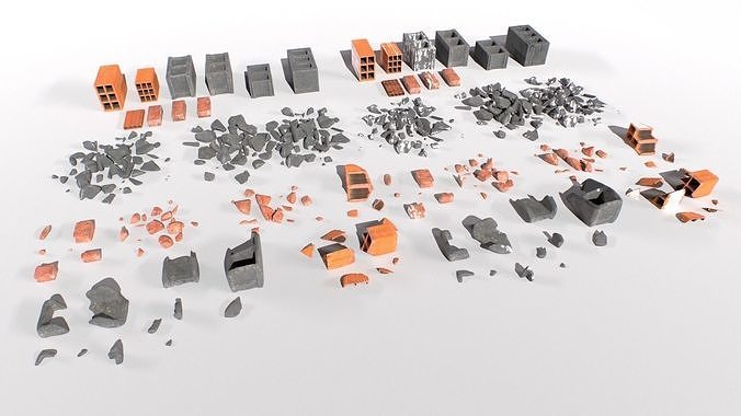 3D model Bricks and debris VR / AR / low-poly | CGTrader