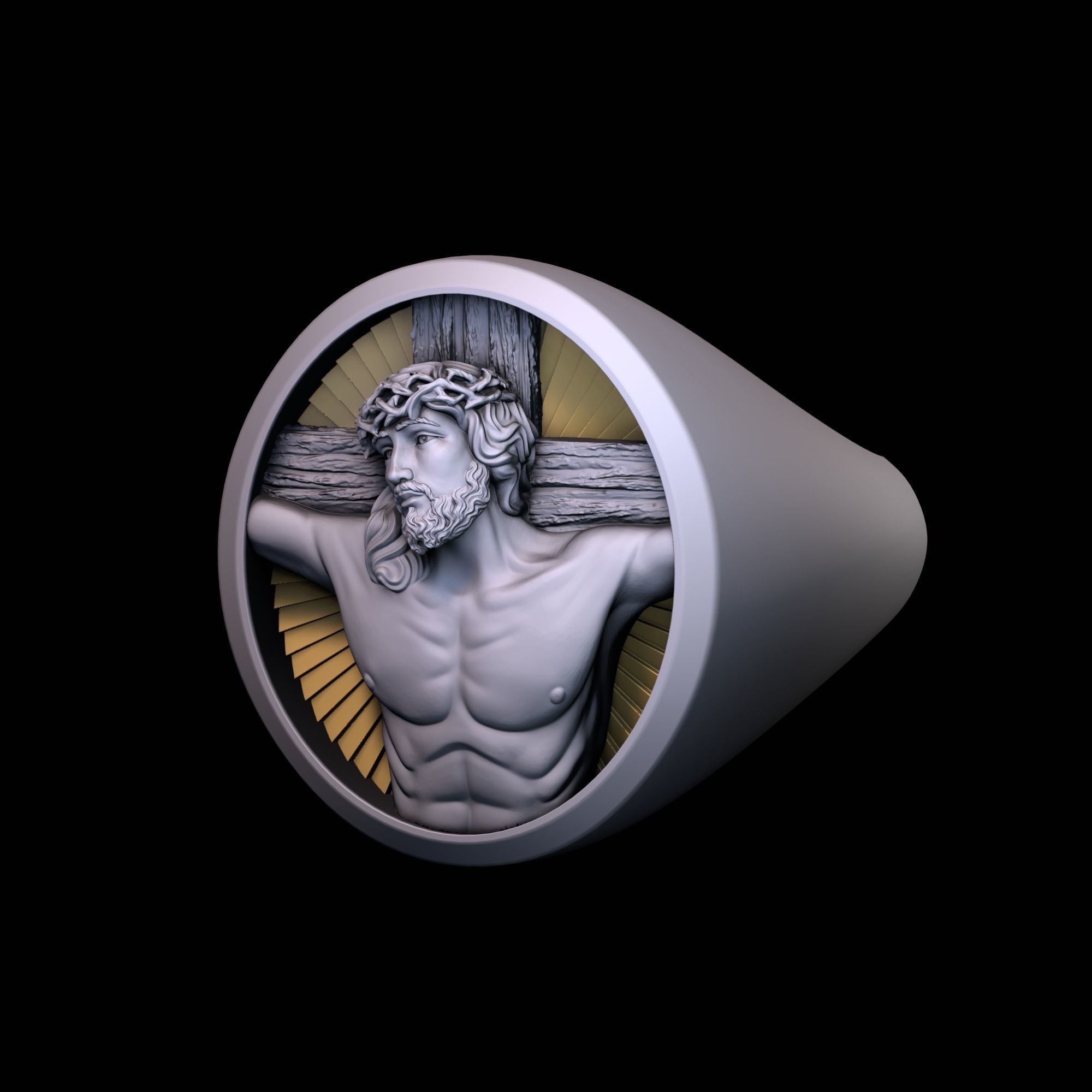 Ring with Crucifix 3D print model 3D model 3D printable | CGTrader