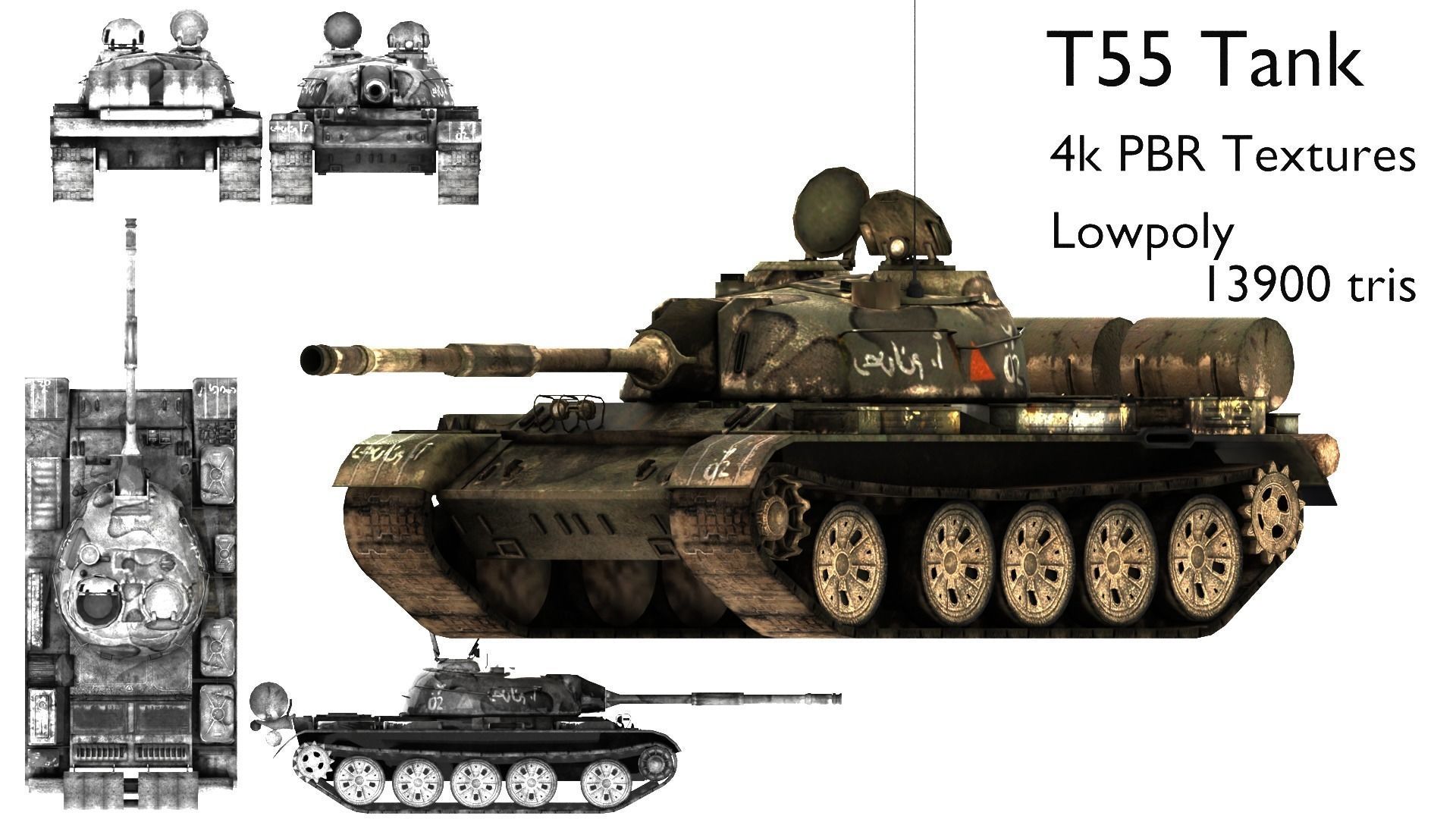 3D model Tank-T55 toy tank VR / AR / low-poly | CGTrader