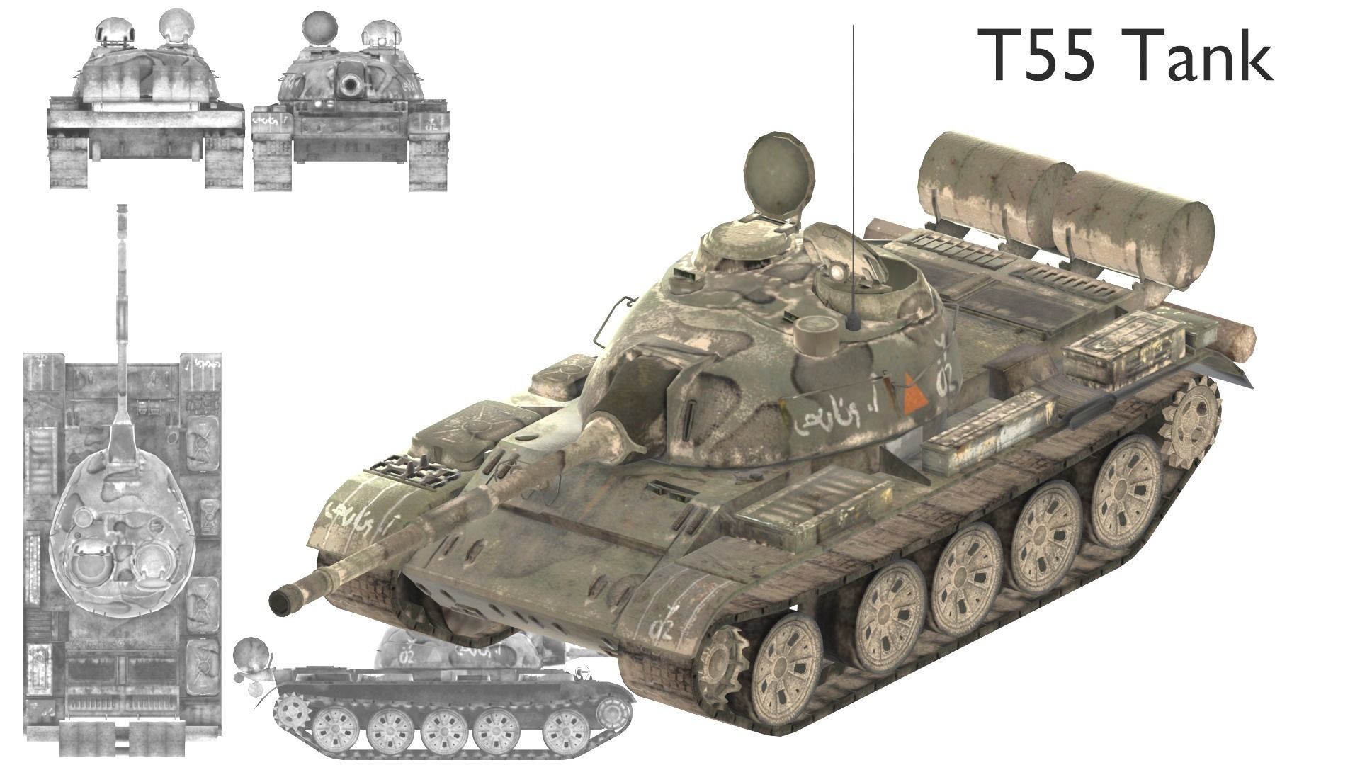 3D model Tank-T55 toy tank VR / AR / low-poly | CGTrader
