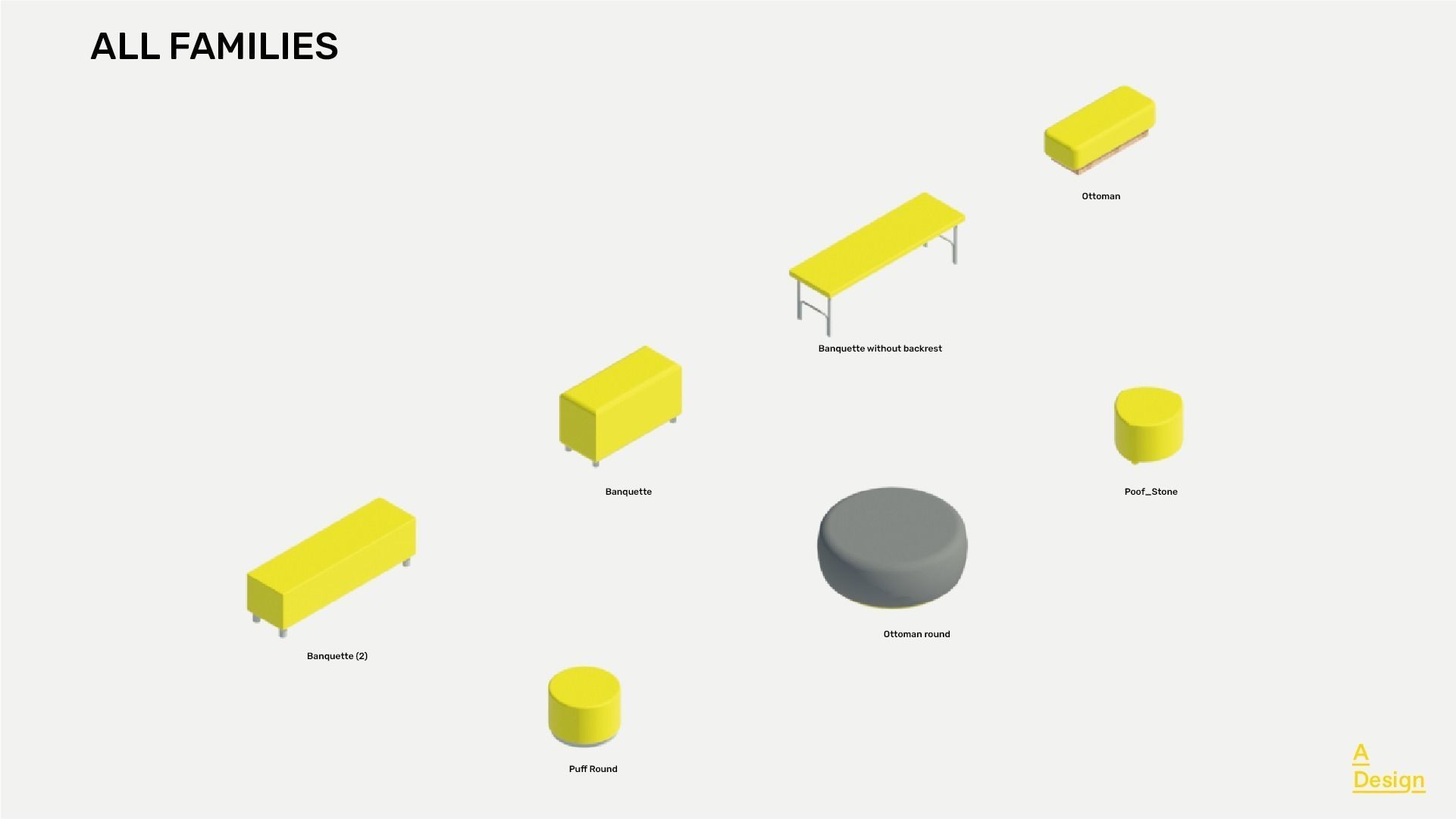 Banquettes - Pack of revit families 3D model | CGTrader