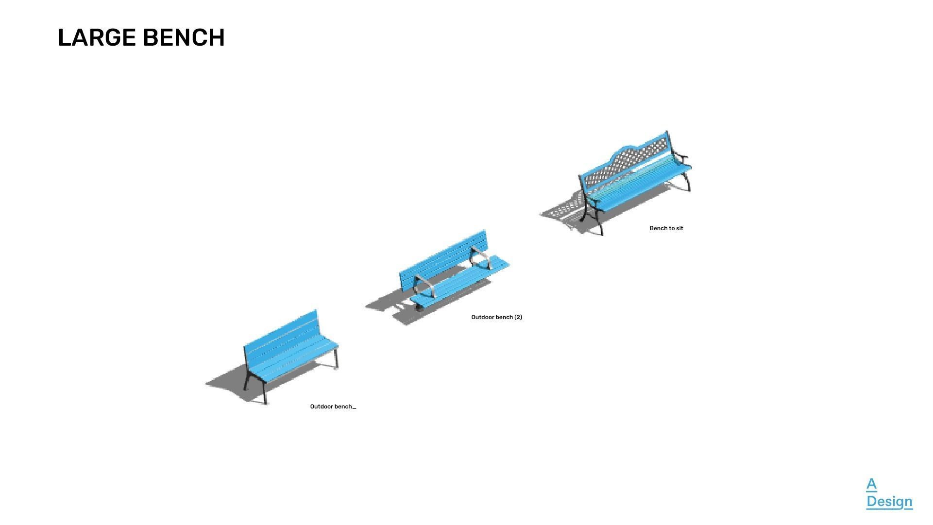 Bench - Pack of revit families 3D model | CGTrader