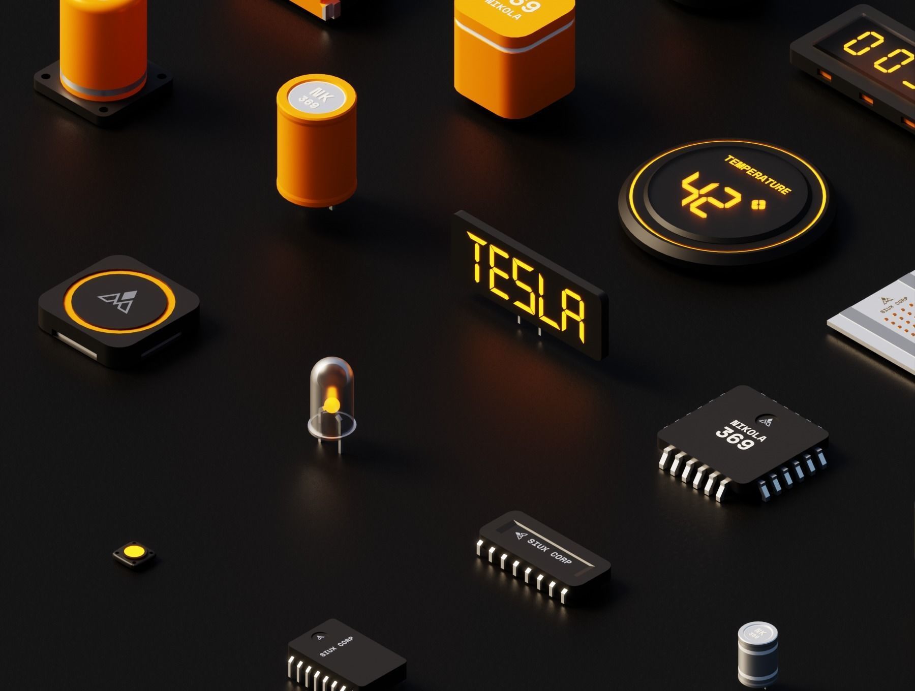 3D model Polychips 3D components and microchips VR / AR / low-poly ...