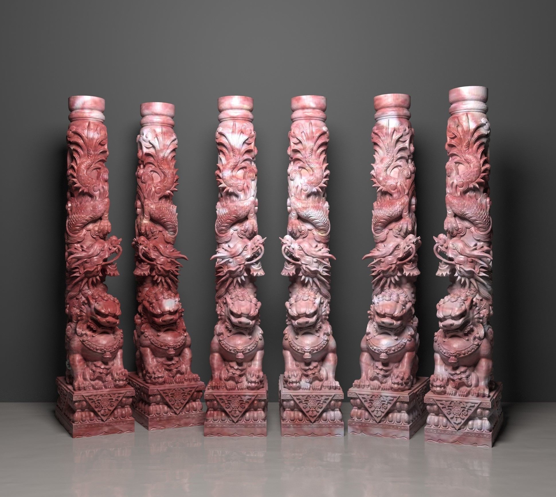 dragon column on unicorn 3D model 3D printable | CGTrader