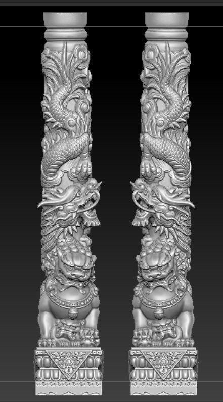 dragon column on unicorn 3D model 3D printable | CGTrader