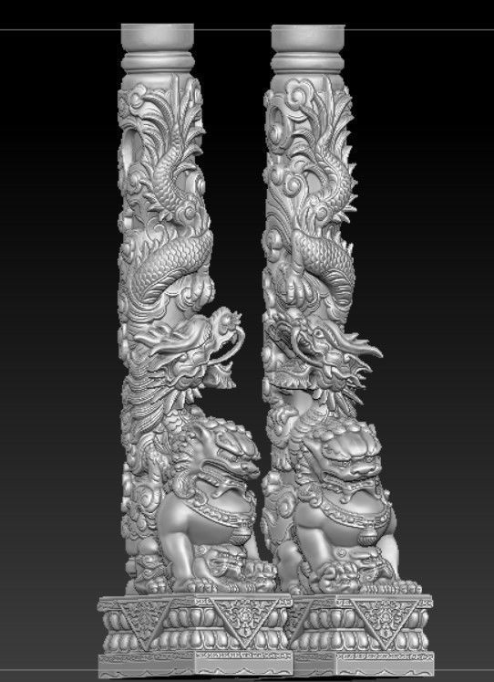 dragon column on unicorn 3D model 3D printable | CGTrader