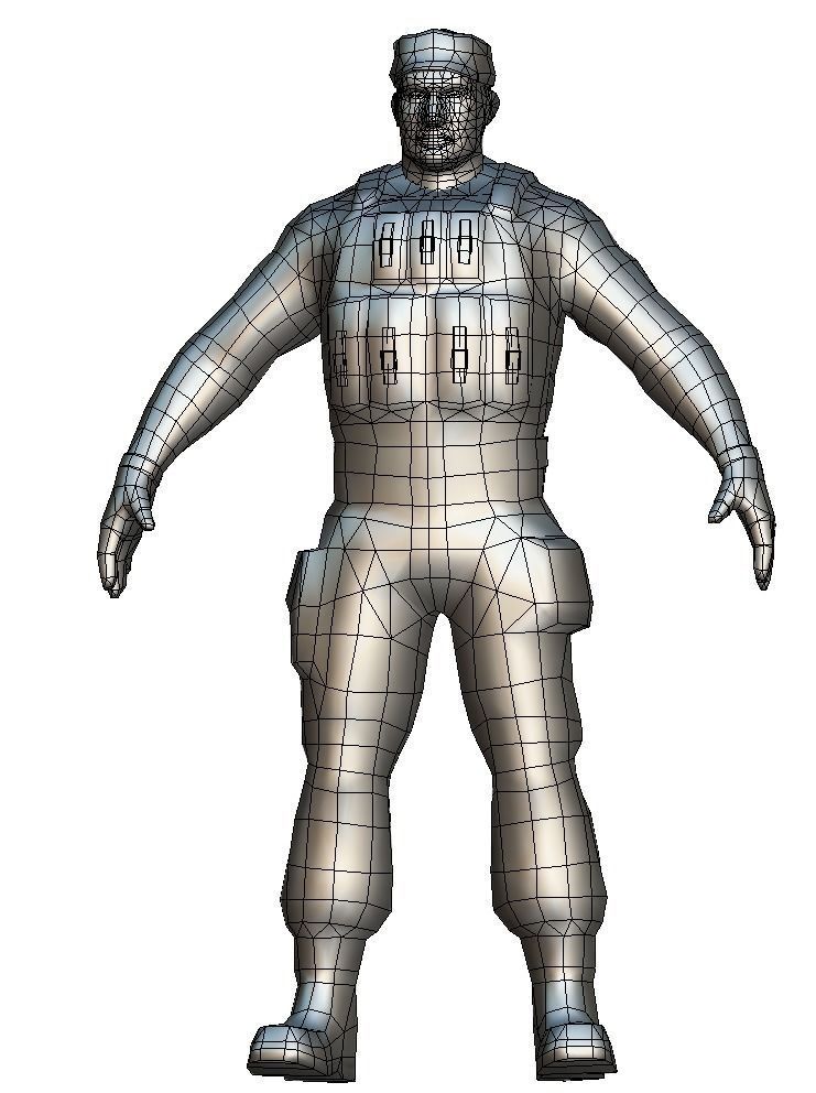 3D model LowPoly Man Boss Slave Driver Chief Solder VR / AR / low-poly ...