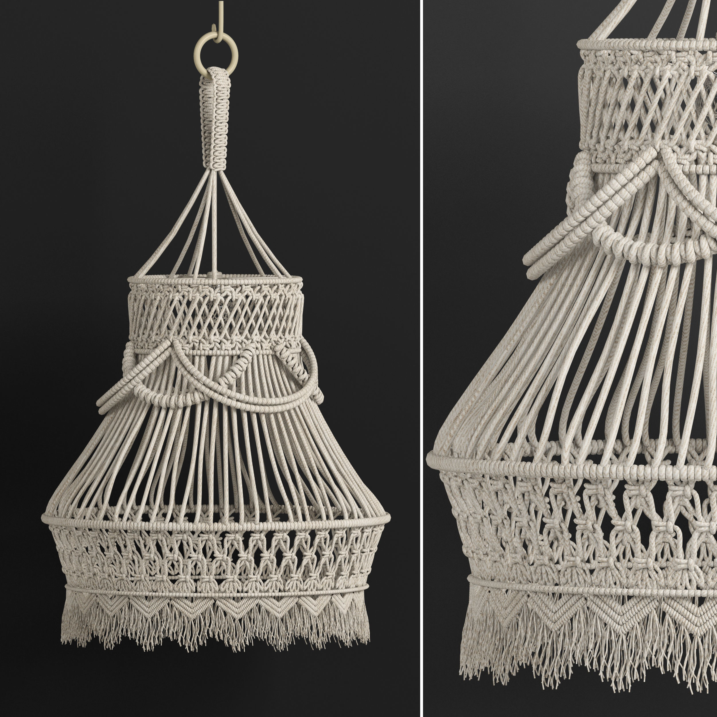 macrame chandelier 01 3D model | CGTrader