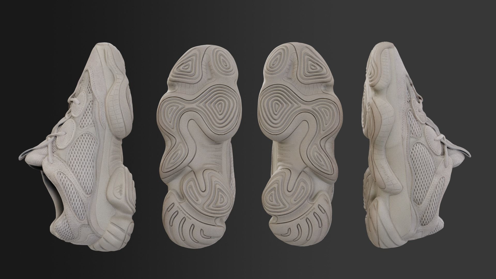 3D model Yeezy Boost 500 Black White VR / AR / low-poly | CGTrader