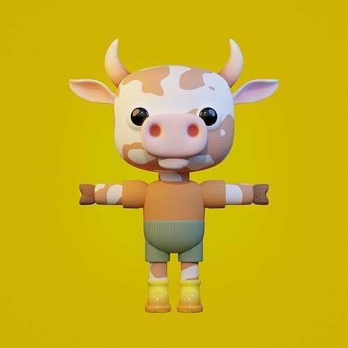 Bull Character Blender Cute Animals 3D model | CGTrader