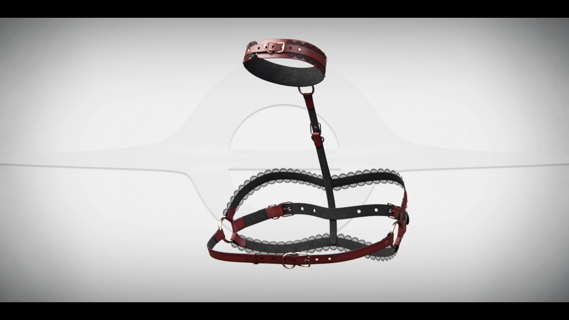 3D model Scarlet Leather harness portupeya set VR / AR / low-poly ...