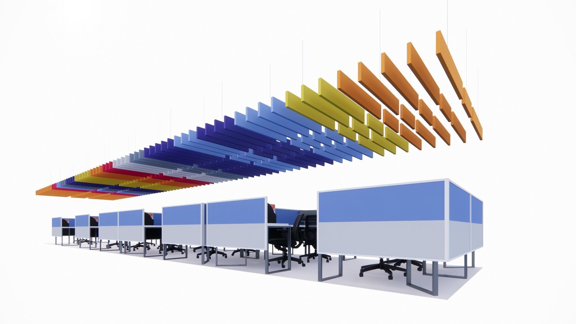 3D model Workstation Cubical - Baffle Ceiling VR / AR / low-poly | CGTrader