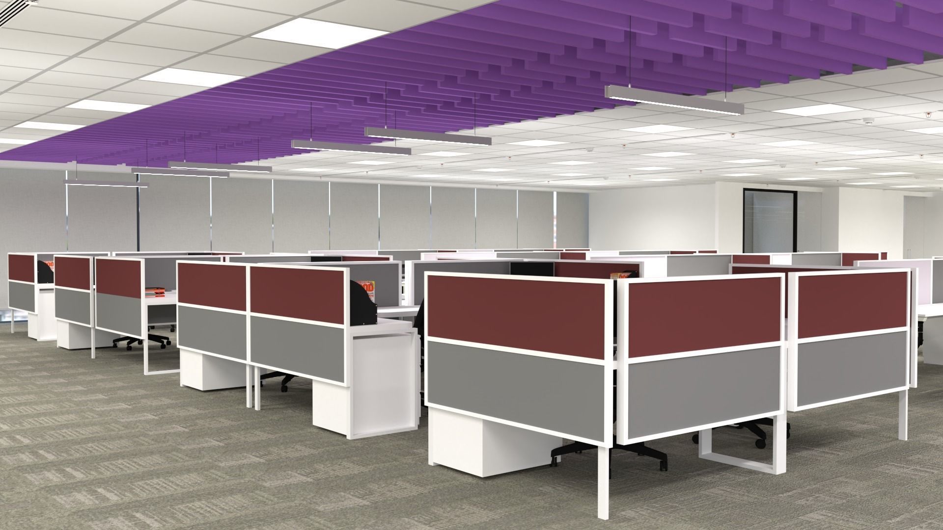 3D model Workstation Cubical - Baffle Ceiling VR / AR / low-poly | CGTrader