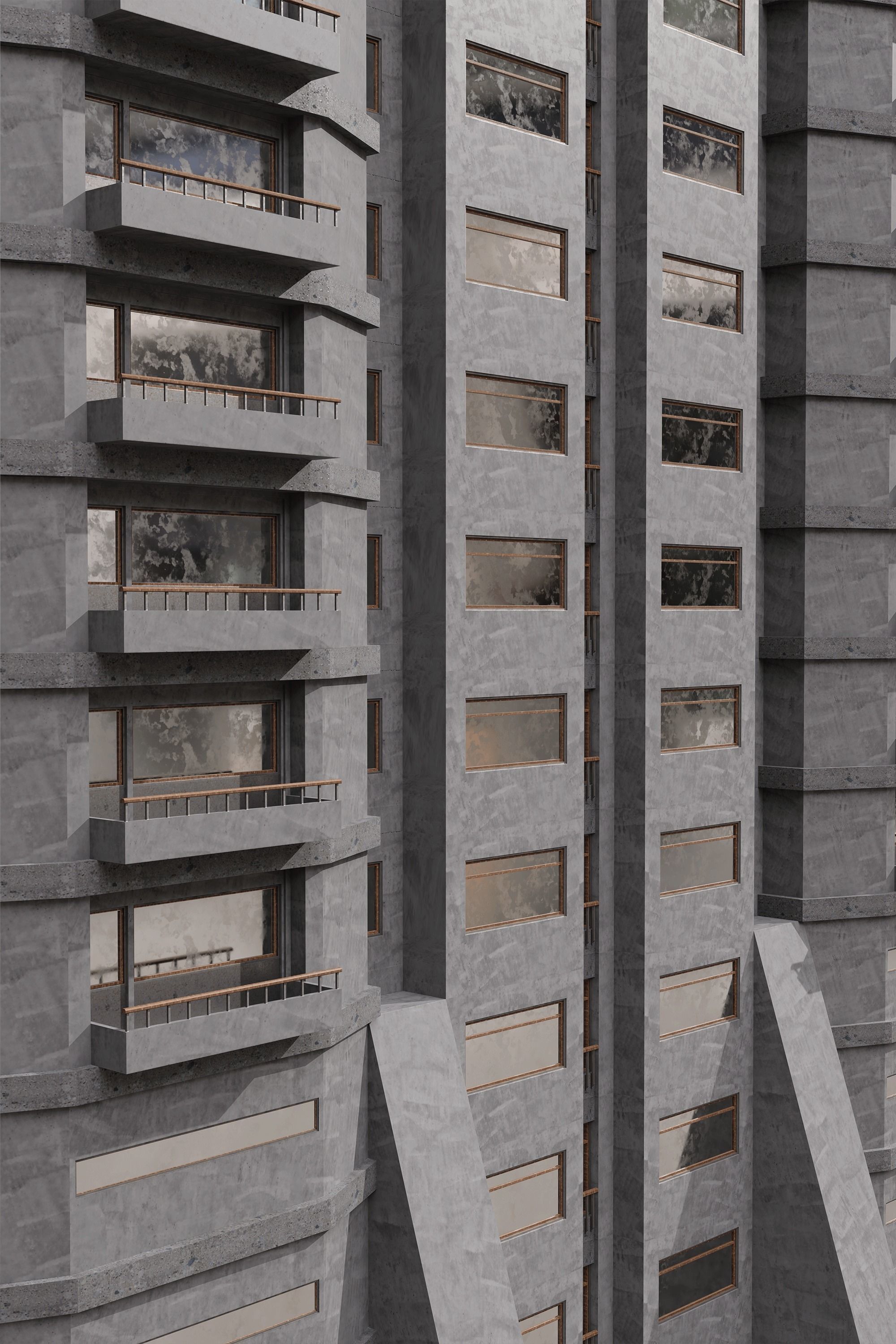 Brutalist style building 3D model | CGTrader