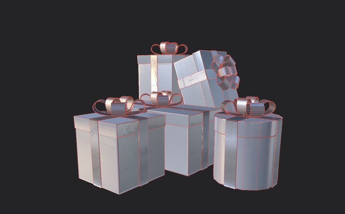 3D model Gift box Game Ready Low poly 3D Model collection VR / AR / low ...