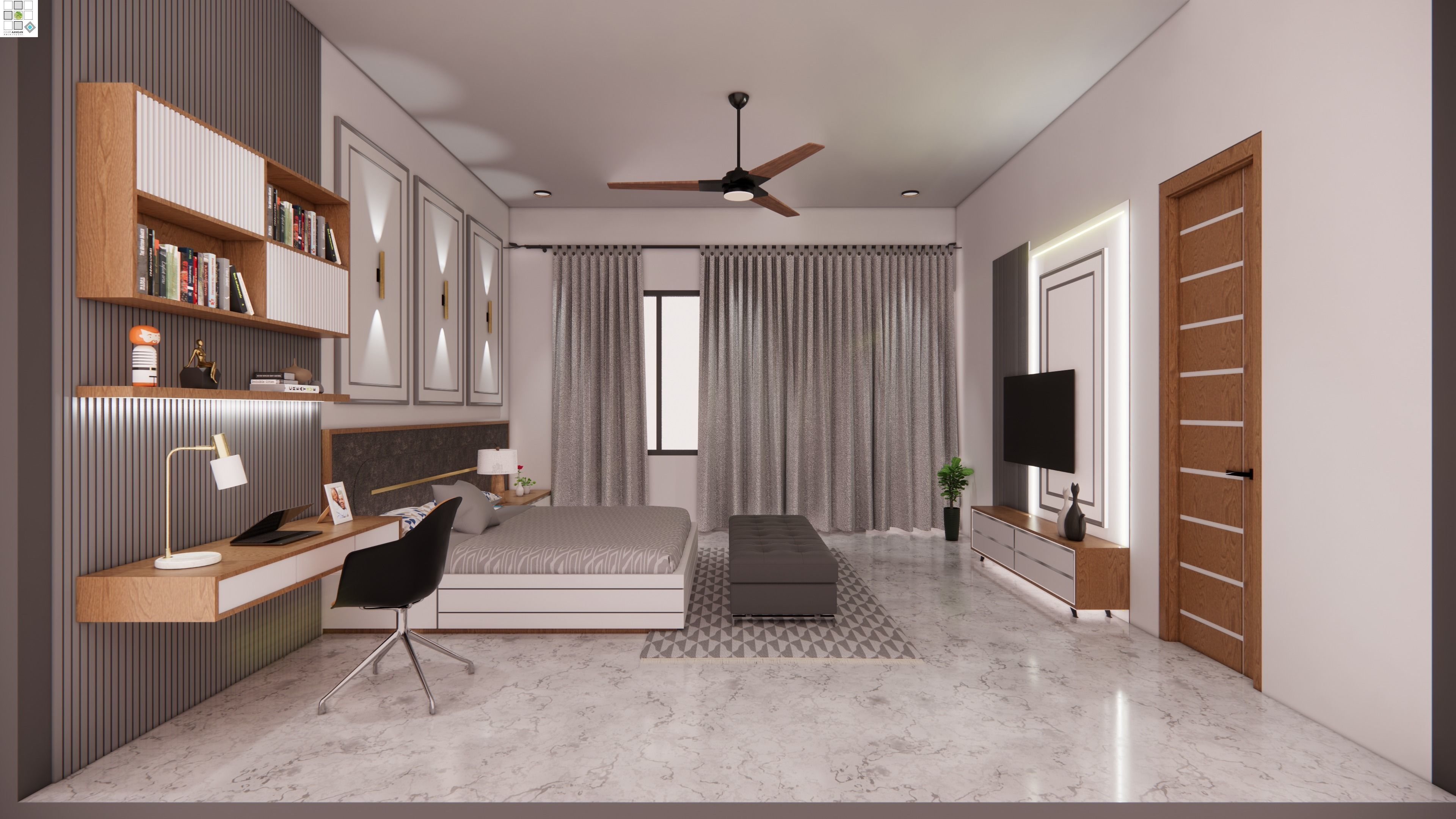Bedroom interior Design With Enscape Render 3D model | CGTrader