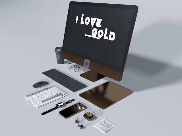 gold computer gaming 3D model | CGTrader