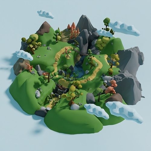 Environment Backyard Low-Poly 3D model | CGTrader