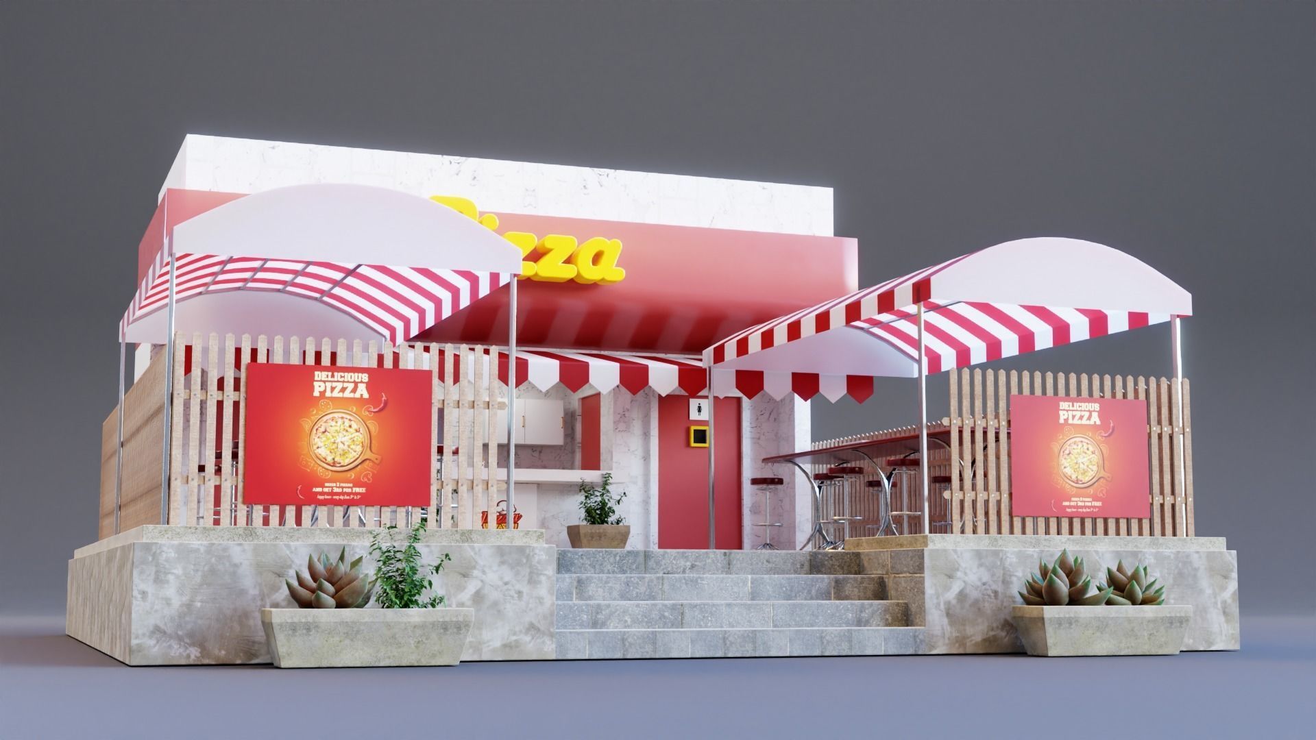 CARTOON PIZZA SHOP 3D model | CGTrader