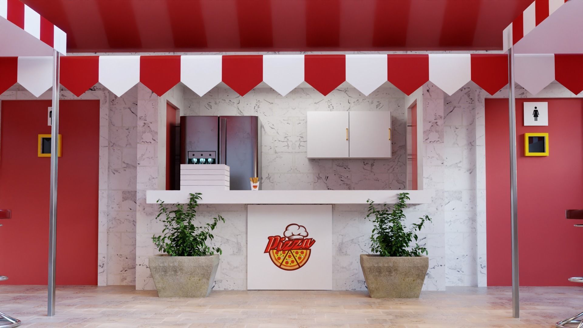 CARTOON PIZZA SHOP 3D model | CGTrader