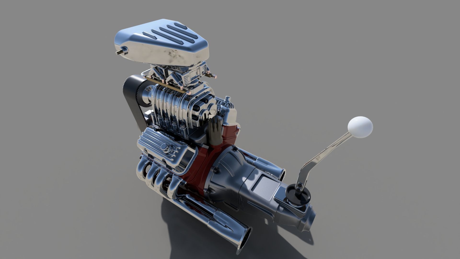 Cartoon V8 HotRod engine 3D model | CGTrader