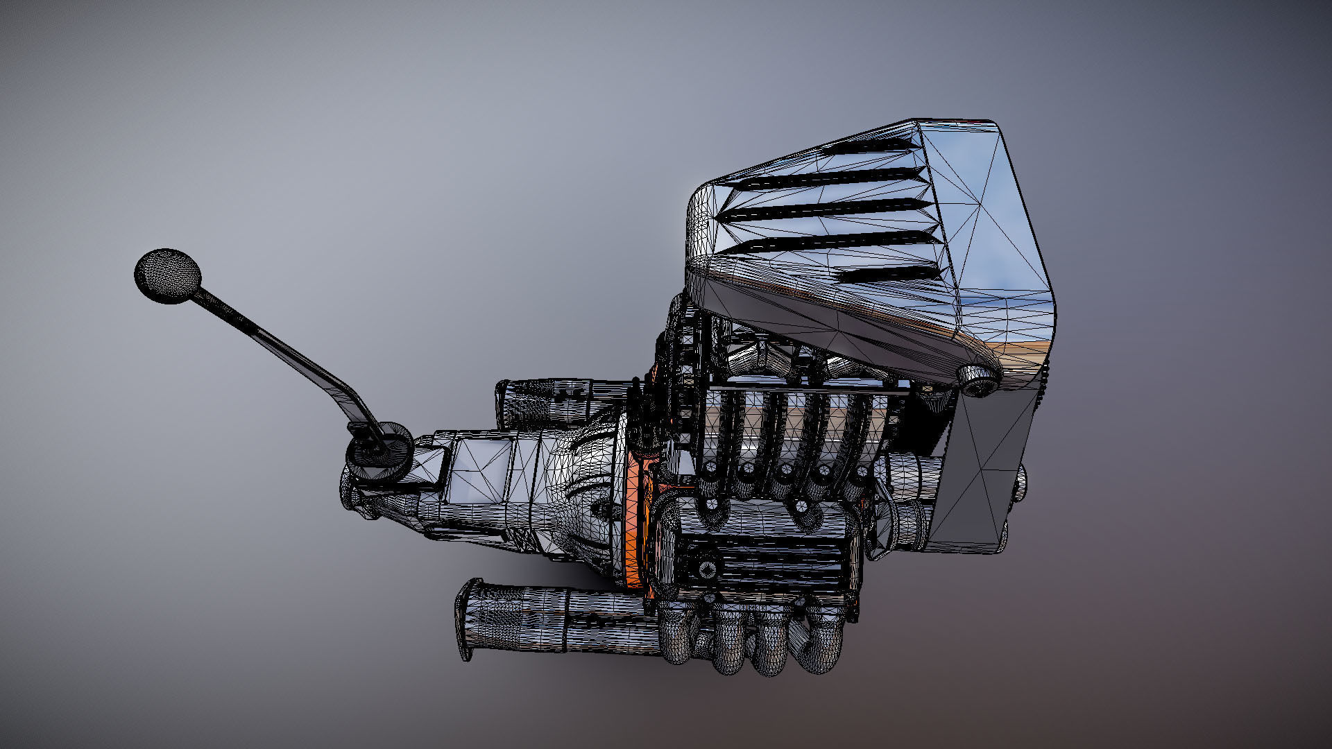 Cartoon V8 HotRod engine 3D model | CGTrader