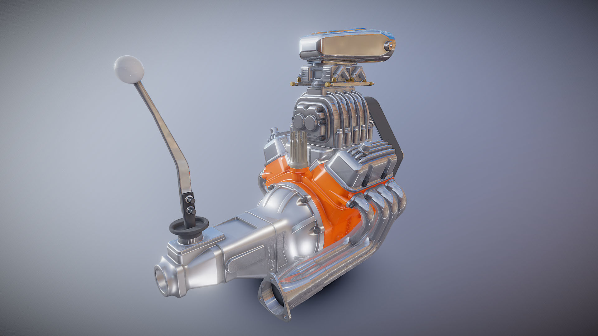 Cartoon V8 HotRod engine 3D model | CGTrader