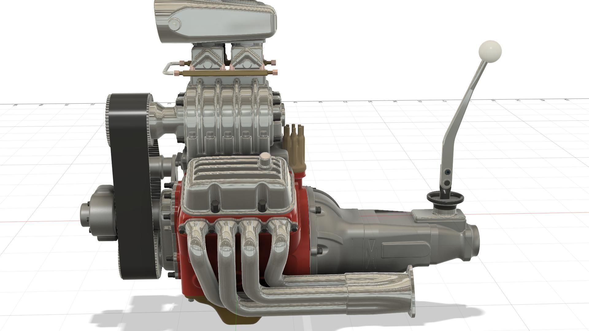 Cartoon V8 HotRod engine 3D model | CGTrader
