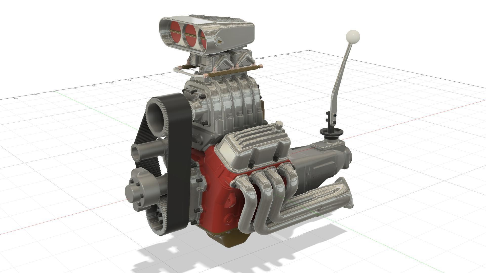 Cartoon V8 HotRod engine 3D model | CGTrader