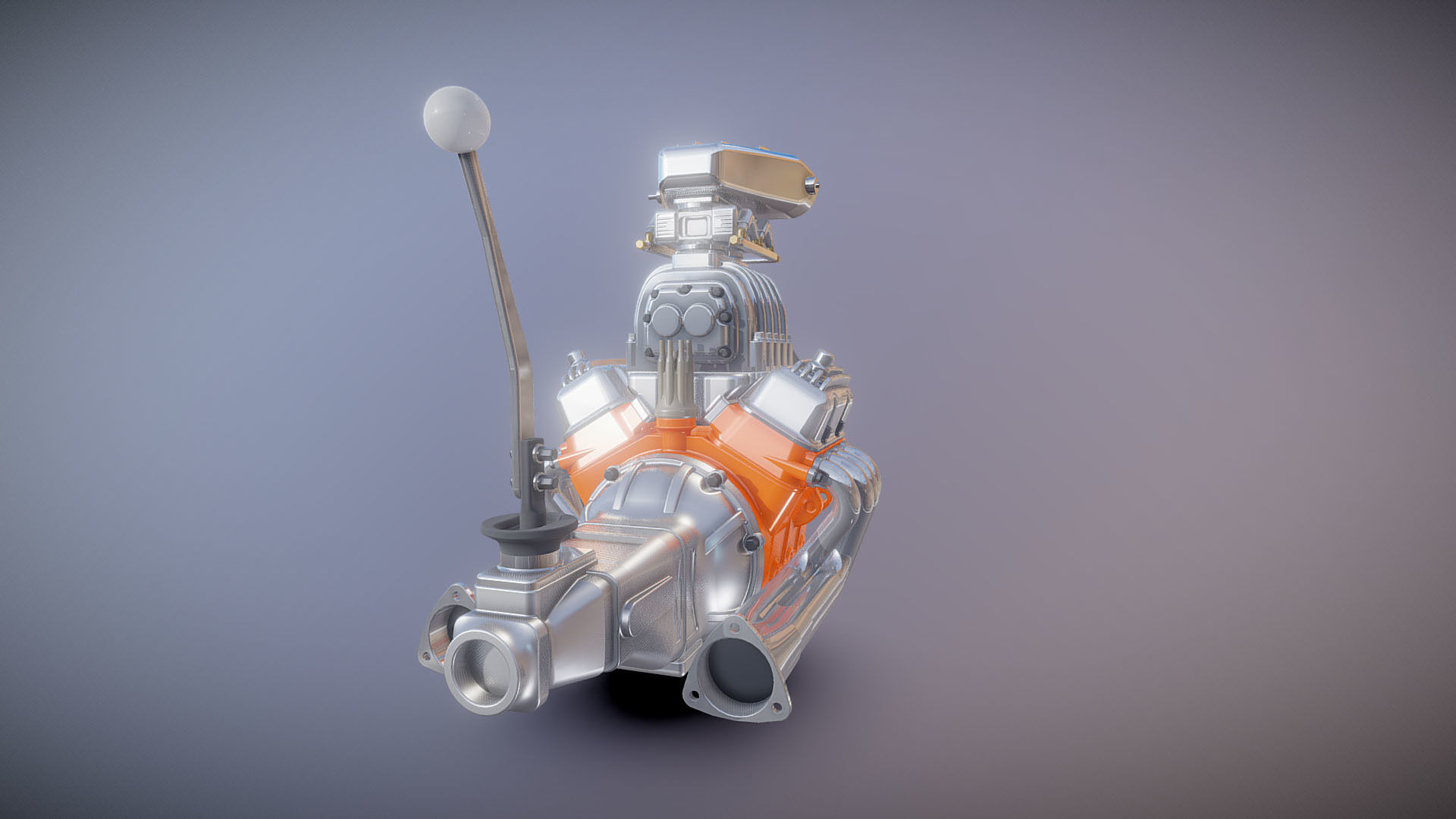 Cartoon V8 HotRod engine 3D model | CGTrader