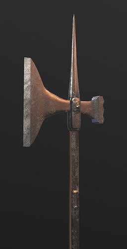 3D model Poleaxe weapon Two-handed PBR Low-poly Game ready VR / AR ...