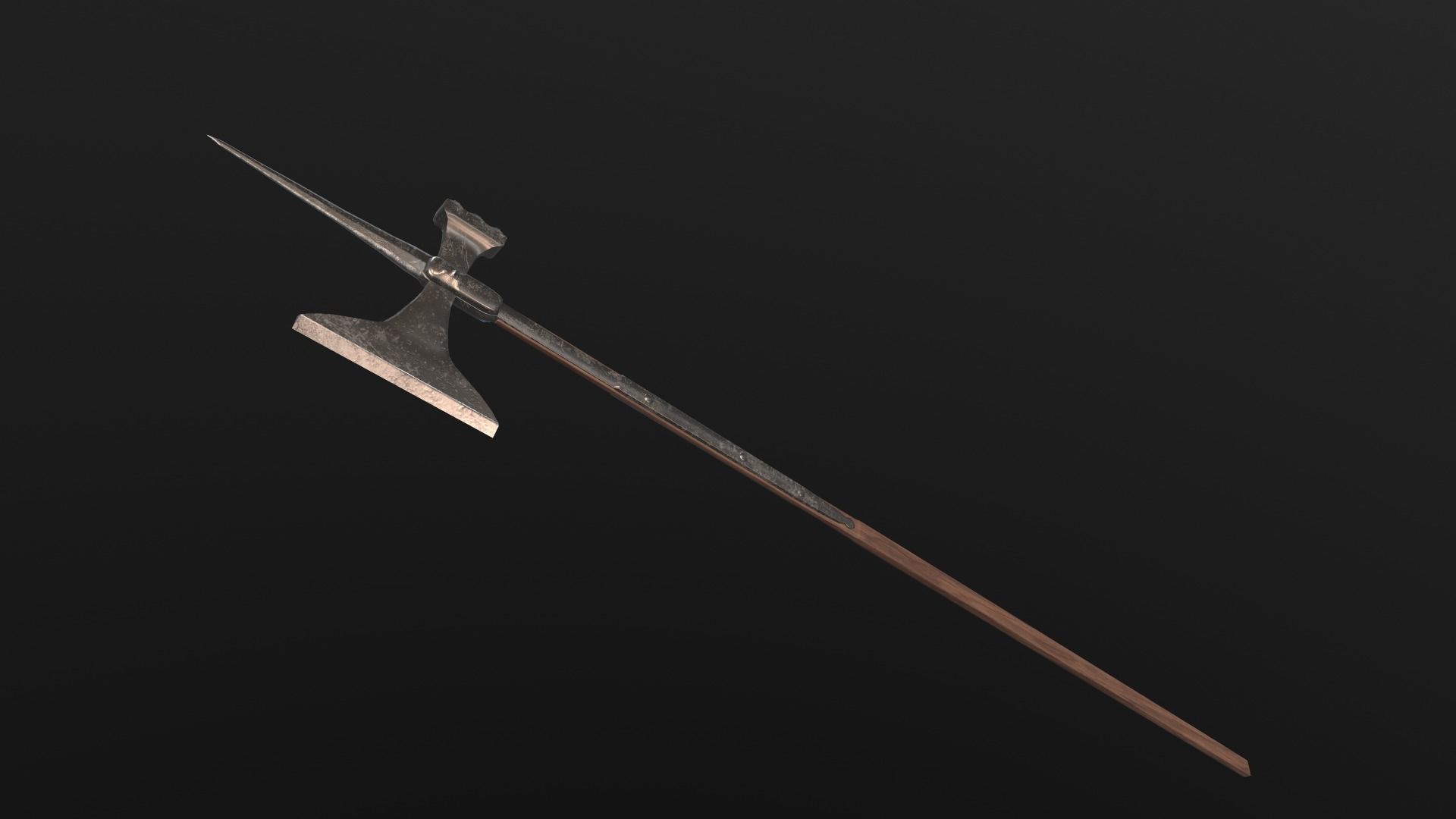 3D model Poleaxe weapon Two-handed PBR Low-poly Game ready VR / AR ...