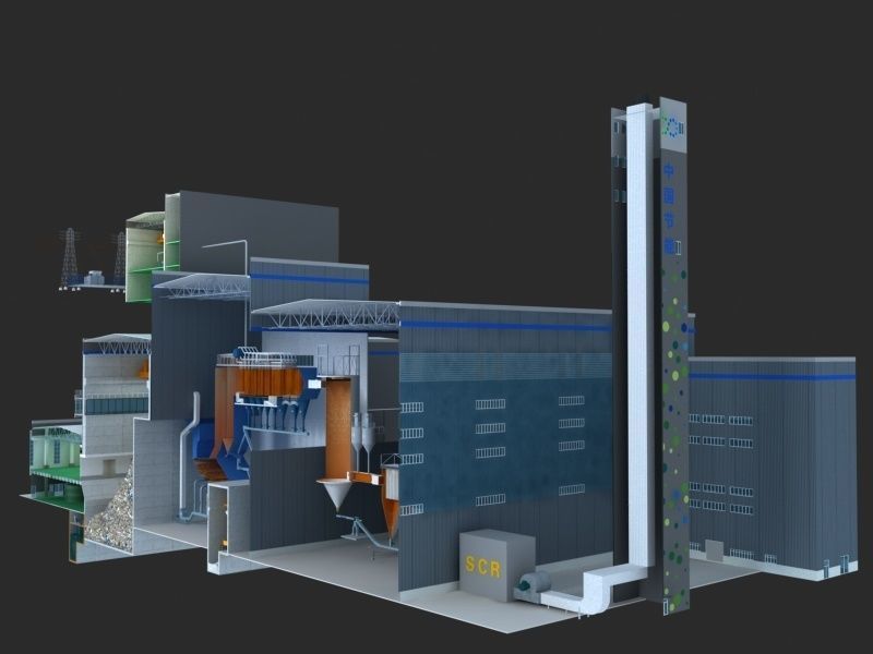 Waste burning power generation 3D model | CGTrader