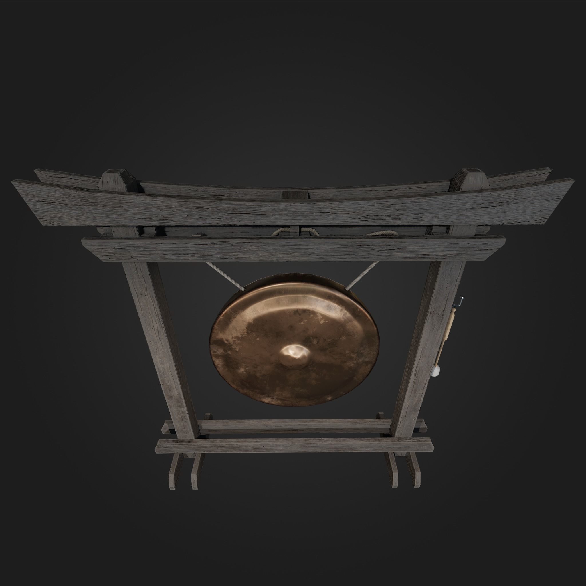 3D model Asian Japanese Gong 2 in 1 Bronze low poly VR AR VR / AR / low ...