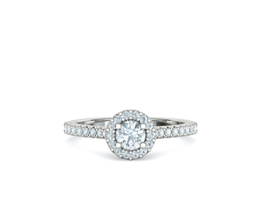 Bespoke Engagement Ring Round Halo 35 pointer round stone 3D model 3D ...