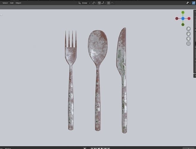3D model Rusty Cutlery Set - Both low-poly and high- poly VR / AR / low ...