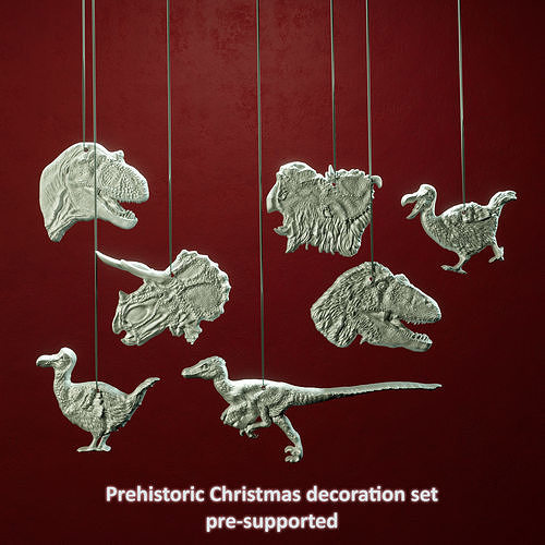 Prehistoric Christmas decoration set - pre-supported 3D model 3D ...
