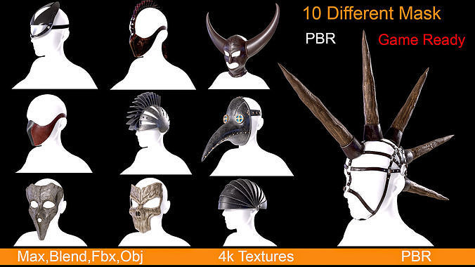 3D model 10 Different Masks VR / AR / low-poly | CGTrader
