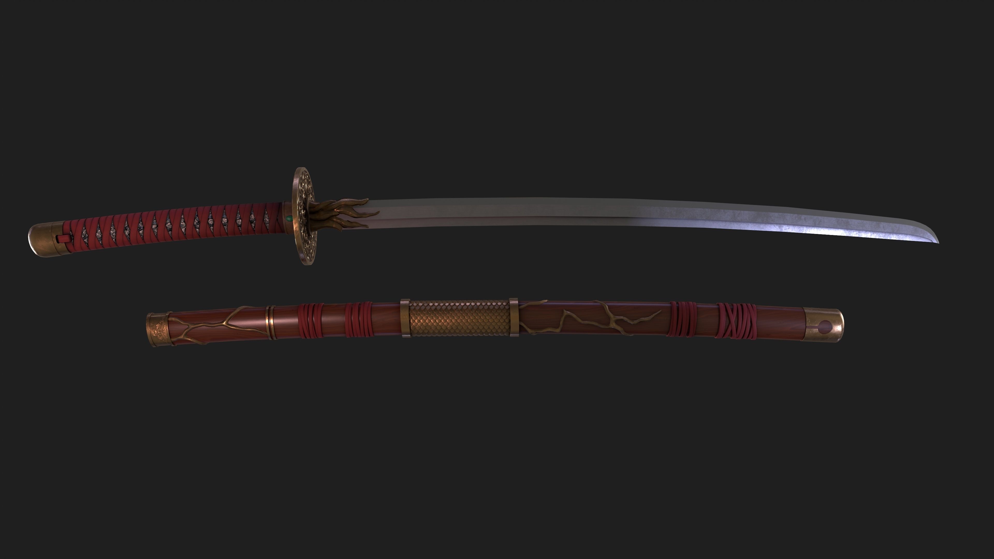 3D model Katana samurai sword VR / AR / low-poly | CGTrader