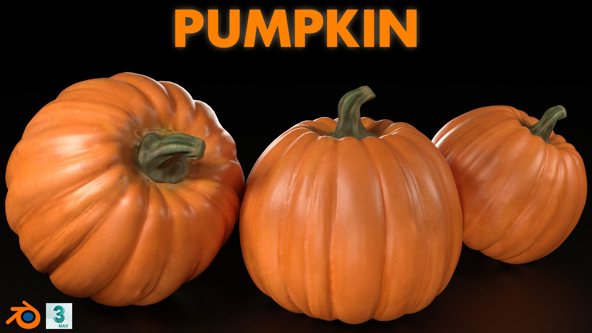 Pumpkin three pumpkins free VR / AR / low-poly 3D model | CGTrader