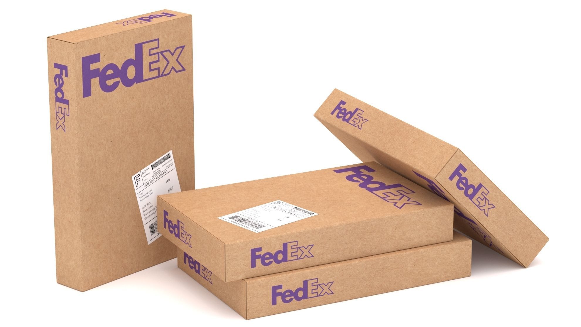 Cardboard Packaging Box Fedex 3D model | CGTrader