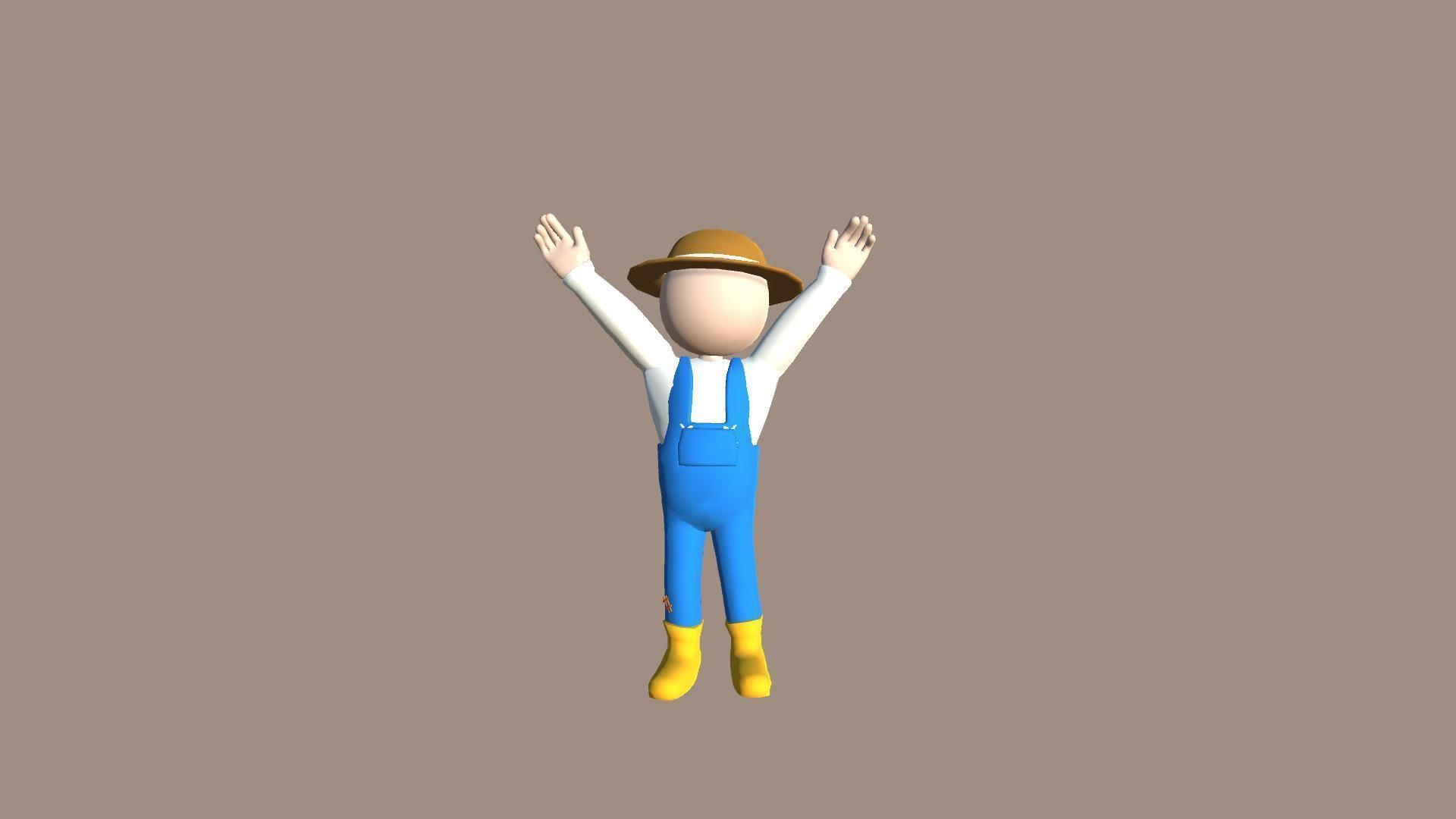 3D model Farmer- Simple Low Poly Stickman Character VR / AR / low-poly ...