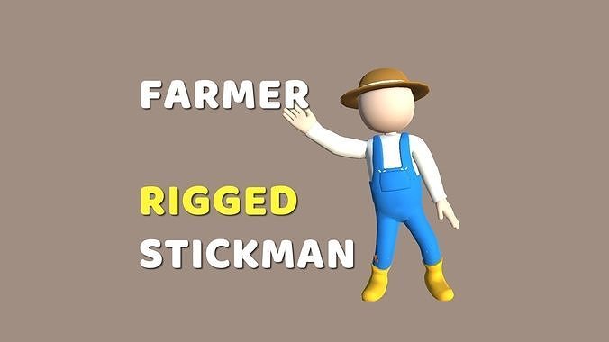3D model Farmer- Simple Low Poly Stickman Character VR / AR / low-poly ...