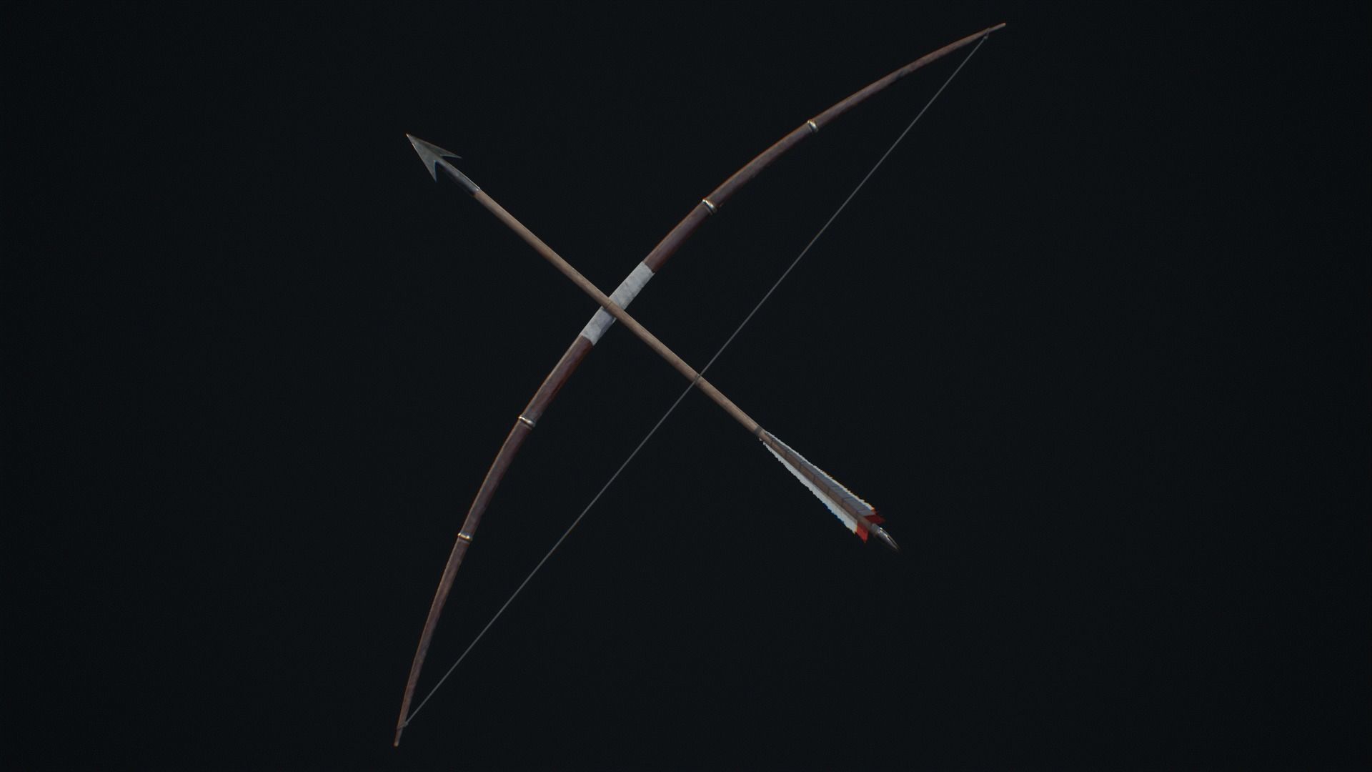 3D model Medieval Weapon Bow and Arrow -PBR- Game Ready VR / AR / low ...