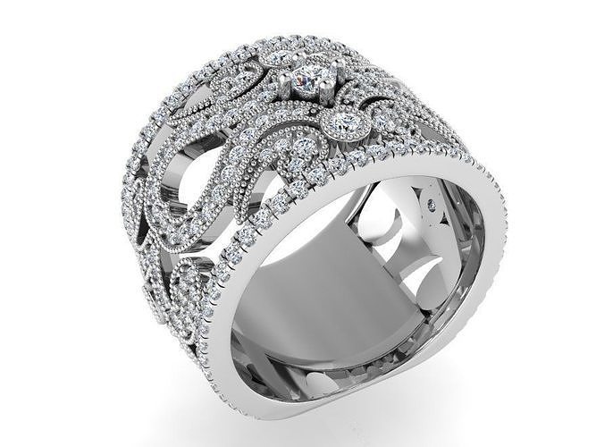 Linear Diamond Ring 3195 3D print model 3D model 3D printable | CGTrader