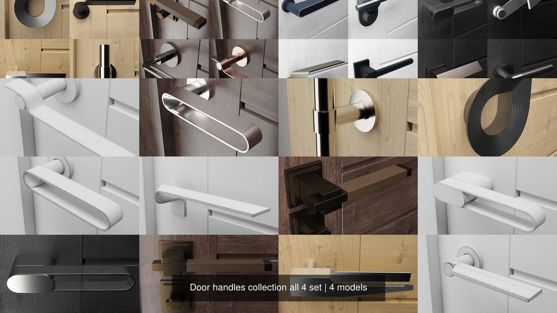 Door handles collection all 4 set | CGTrader