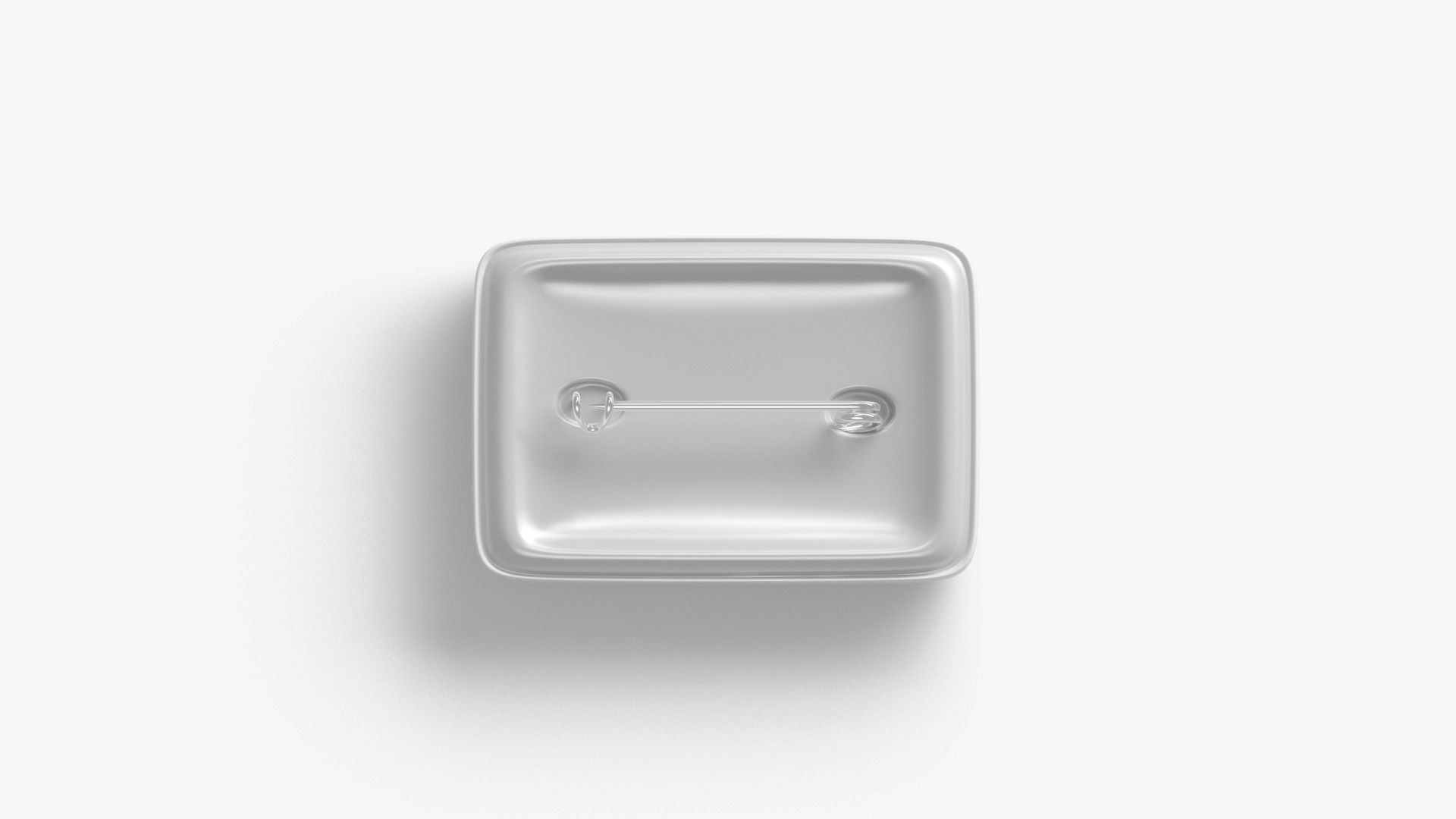 3D model White Rectangular Button Badge - plastic clutch pin VR / AR ...