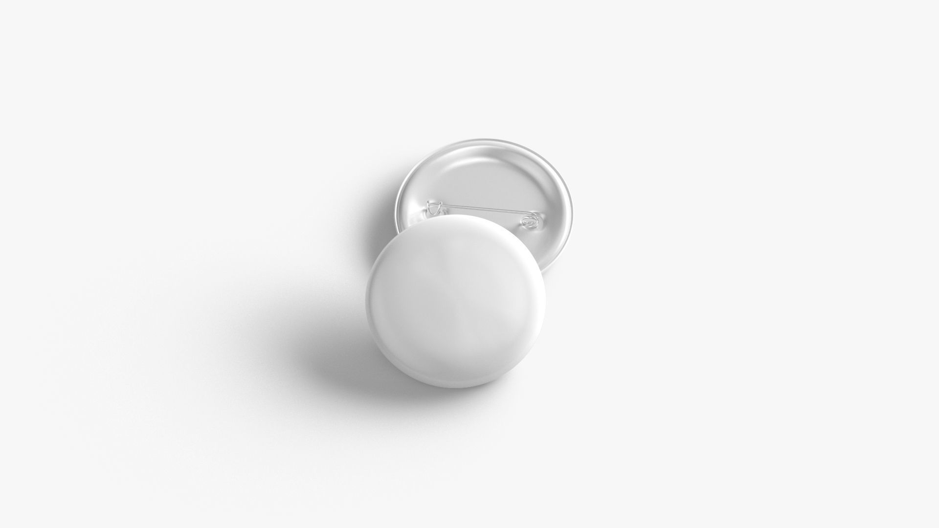 3D model White Round Button Badge - plastic clutch pin VR / AR / low ...